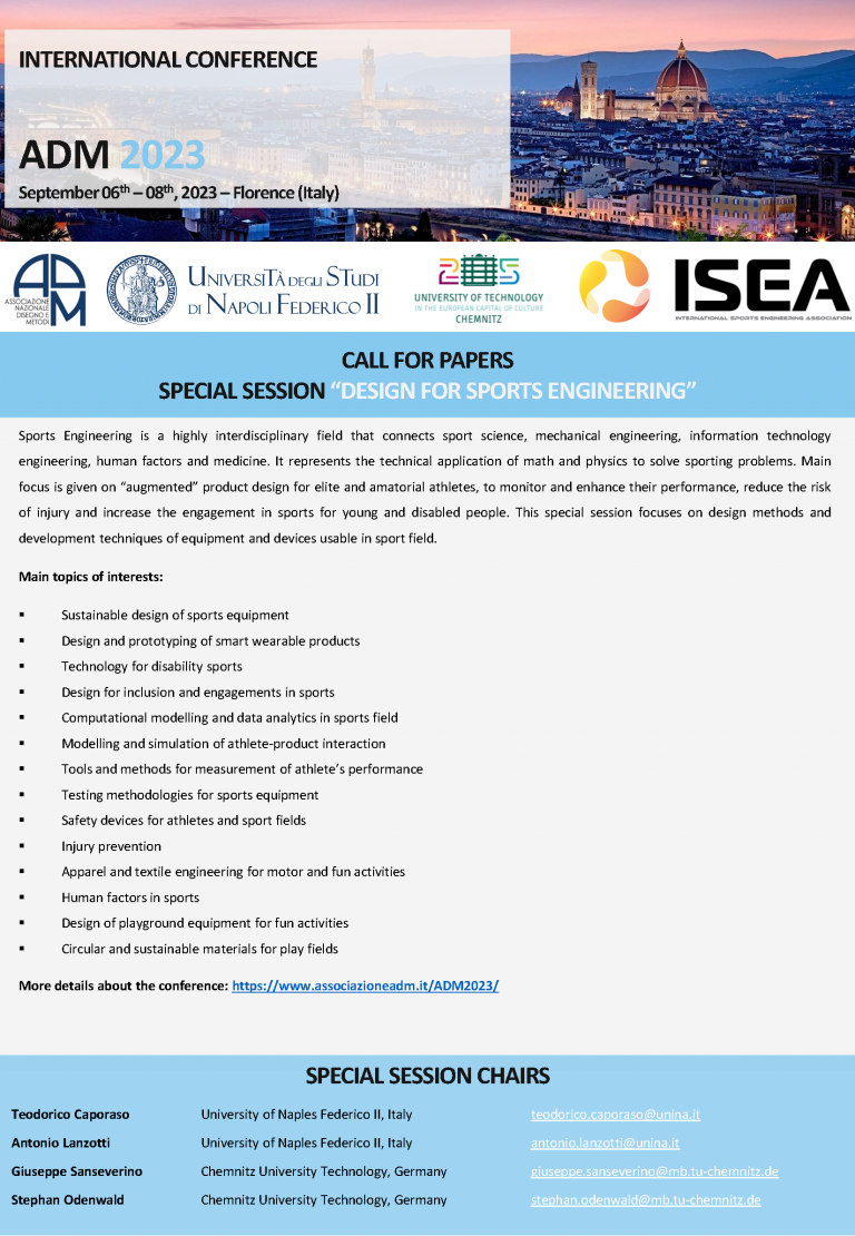 Special Session on Design for Sports Engineering at the International ...